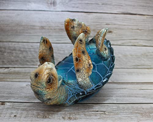 Sea Turtle Bottle Holder Turtle Figurine Natural Color Turtle Wine Bottle Holder, Blue