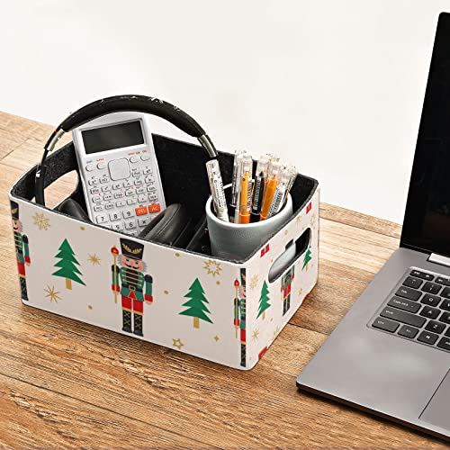 Kcldeci Christmas Nutcracker Christmas Tree and Snowflakes Storage Baskets for Shelves Storage Bins Storage Boxes Decorative for Living Room Office Bedroom Clothes Toys 2-Pack