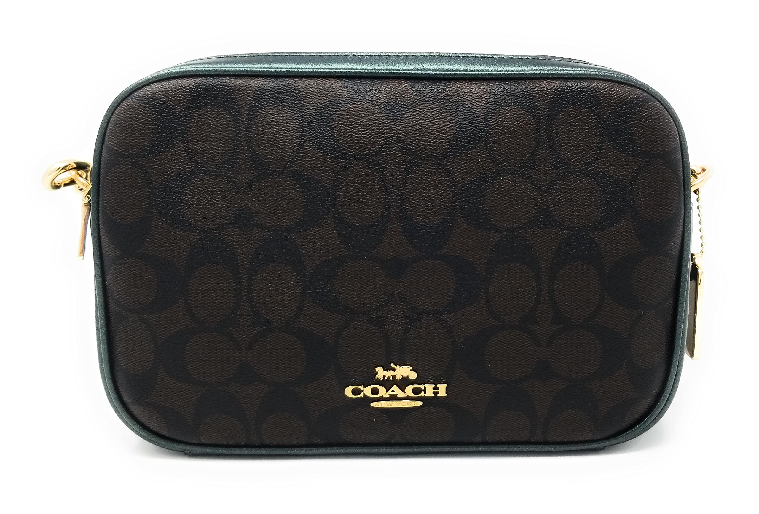 Coach Women's Jes Crossbody Bag (Signature Canvas - Leather - Brown/Metallic Ivy)