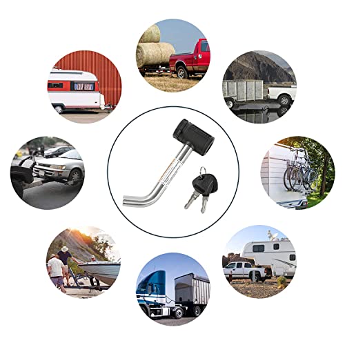 META Hardware Swivel Head Trailer Hitch Lock, Right Angle 1/2β and 5/8β Diameter Dual Bent Pin for Class I II III IV V Hitches, Anti-Theft Hitch Pin Lock Compatible with Tow Truck, Boat, Bike