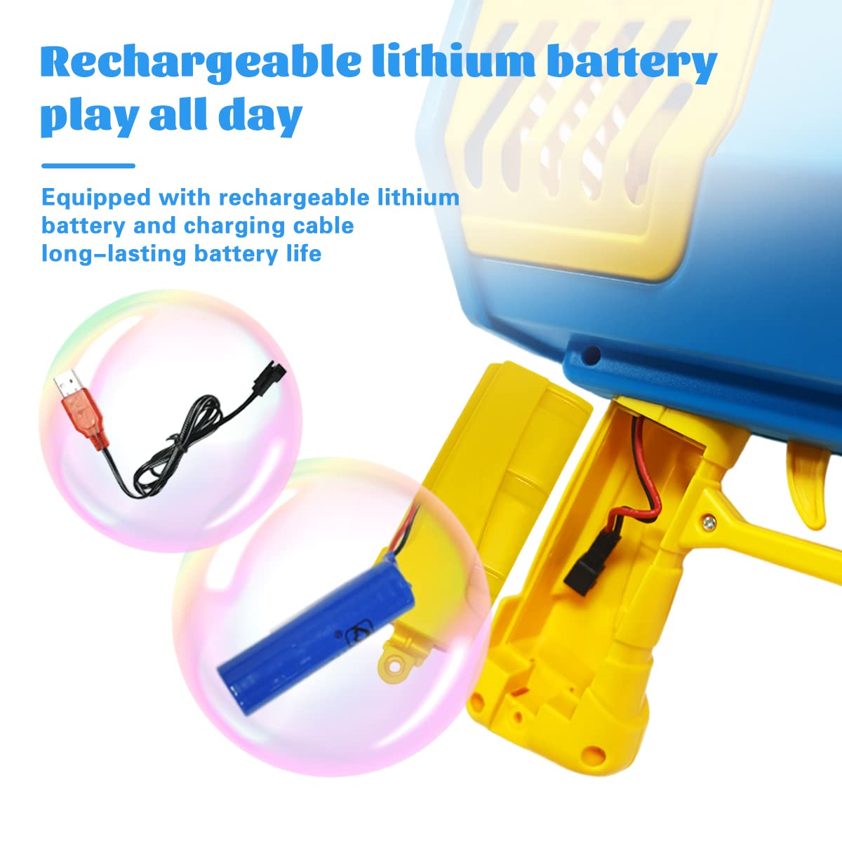 Bubble Gun for Kids - 69 Holes Bubble Machine Bubble Blaster Rocket Bubble Gun Toys for Party Outdoor Children Play