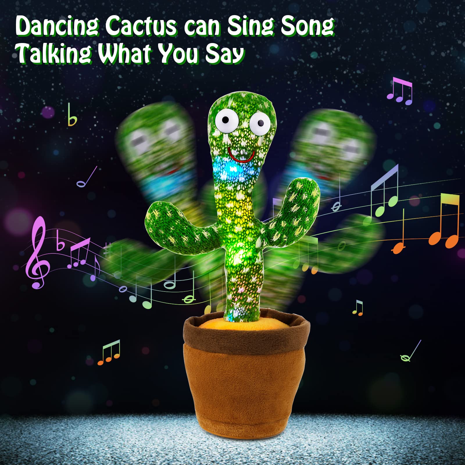 Shayson Dancing Cactus Toy for Kids, Repeating Words, Electric Plush, Early Education & Home Decoration