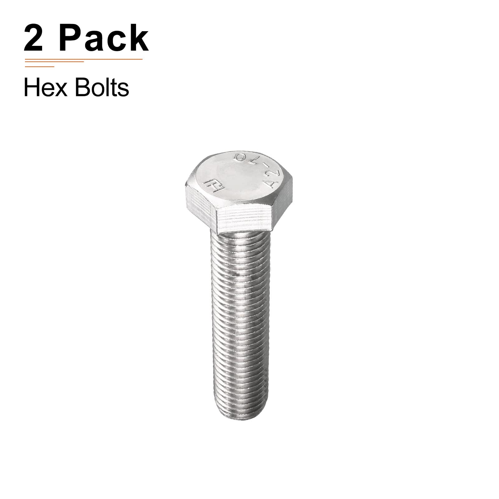 DTGN M16x70mm(DxH) Hex Bolts - 2Pack - Good for Machine Tools - 304 Stainless Steel Hexagon Head Screws