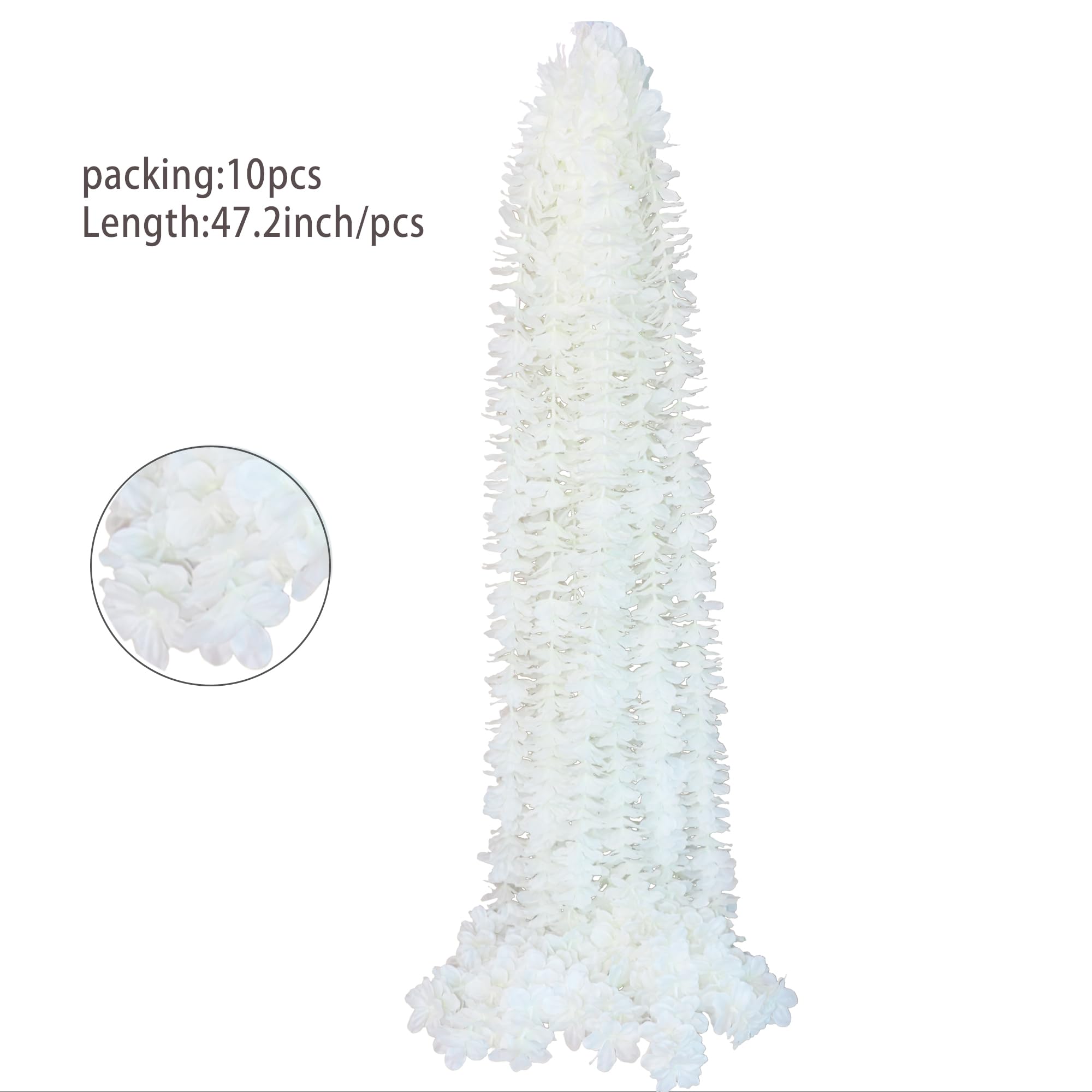 LUSHIDI 32.8Ft Artificial Silk Wisteria Vine Hanging Flowers Garland Home Outdoor Wedding Arch Garden Wall Decor,Pack of 10 (Off White)