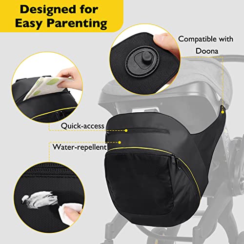 Upperkids Storage Bag Compatible with Doona Infant Car Seat Stroller, Stroller Accessories, Large Capacity Diaper Bag, Easy Access Zipper Design, Wearable Backpack, Stroller Organizer Bag, All Day Bag