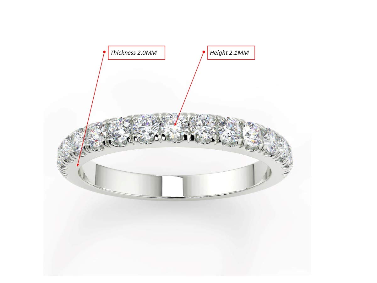 Natual 14K White Gold Round Diamond Ring for Women Ladies Eternity Wedding Anniversary Stackable Ring Band Value Collection 1/2 Carat (ctw) (Color H-I, Clarity Si2-I1) Luxury Collection. Natural Real Mined Diamonds