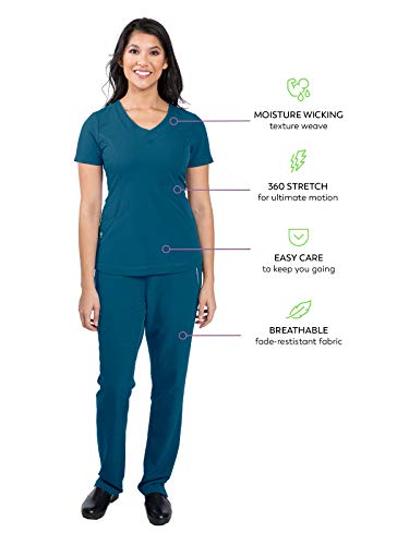Healing Hands 4 Pocket Women Scrub Top V-Neck HH360 2264 Sloan Scrubs for Women Stretch Fabric Caribbean L