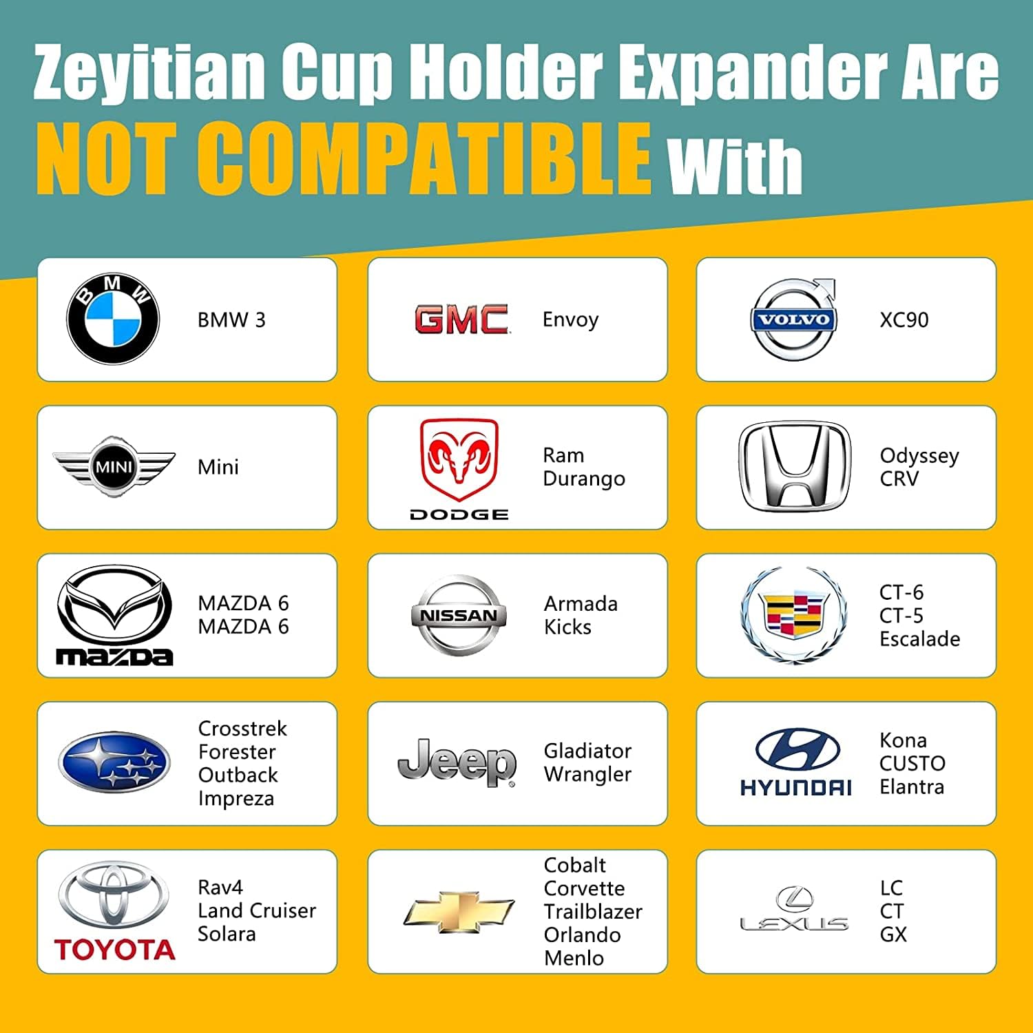 Car Cup Holder Expander Adapter, Cup Holder Extender with Adjustable Arm and Base,Universal Compatible with Yeti Ramblers14-46oz, Hydro Flasks 32/40oz Most 12 to 46 Ounce Bottles&Cups
