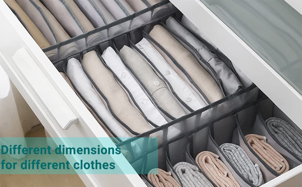 IrbingNii Clothes Organizer for Wardrobe Closet Jeans Pants Organizer Foldable Drawer Clothes Compartment Storage Box(Grey)