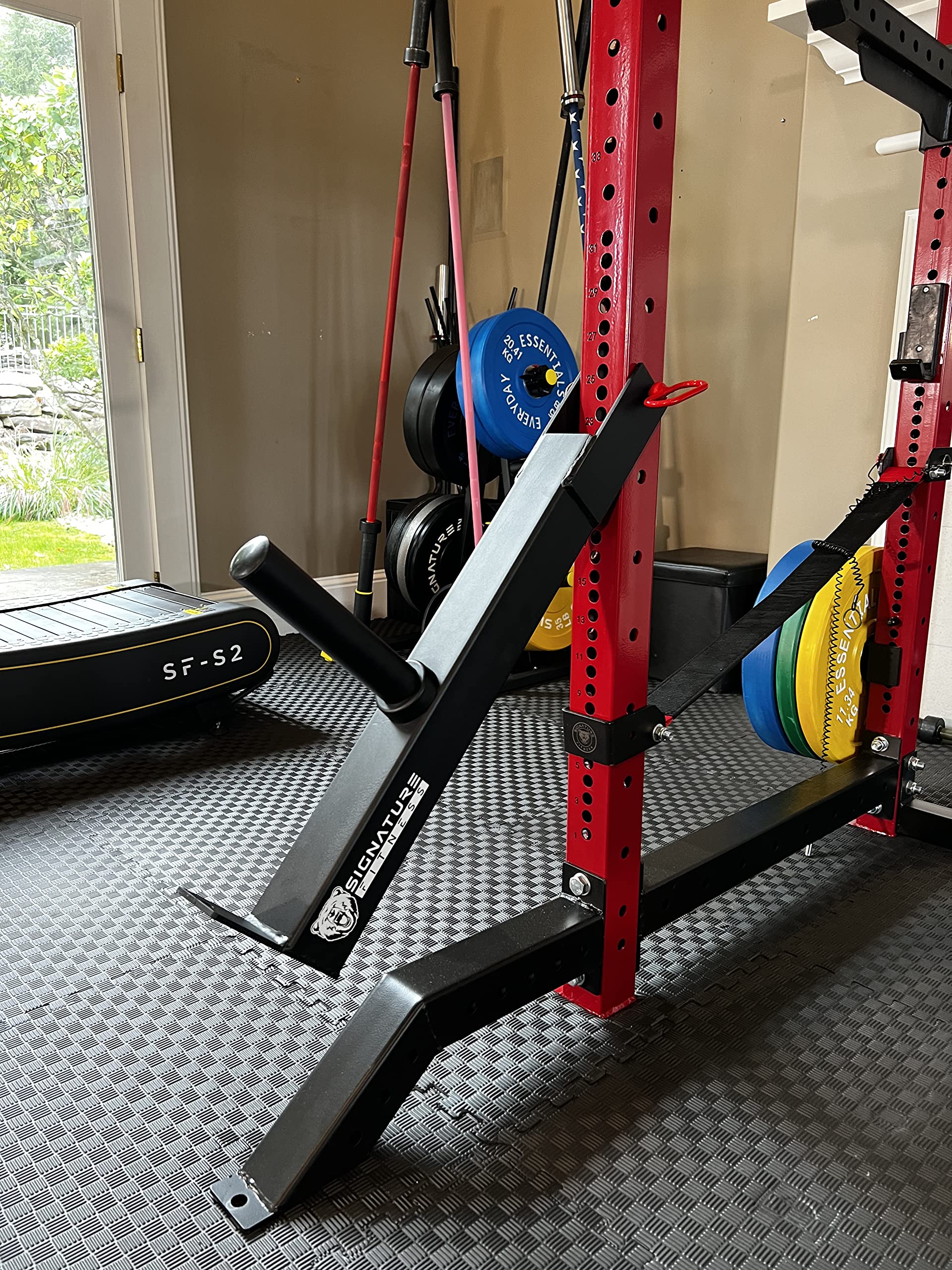 Signature Fitness SF-3 1,500 Pound Capacity 3” x 3” Power Cage Squat Rack, Includes J-Hooks and Safety Straps, Other Optional Accessories, J-Hooks