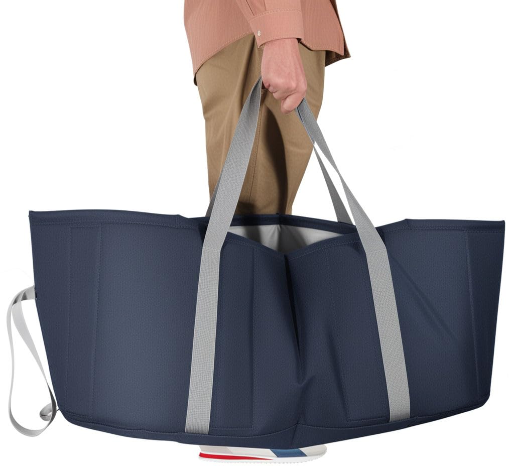 Foldable Laundry Basket 98.8L Waterproof Oxford Cloth Collapsible Laundry Basket with Plastic Supports on the Bag Opening and Sides - Black