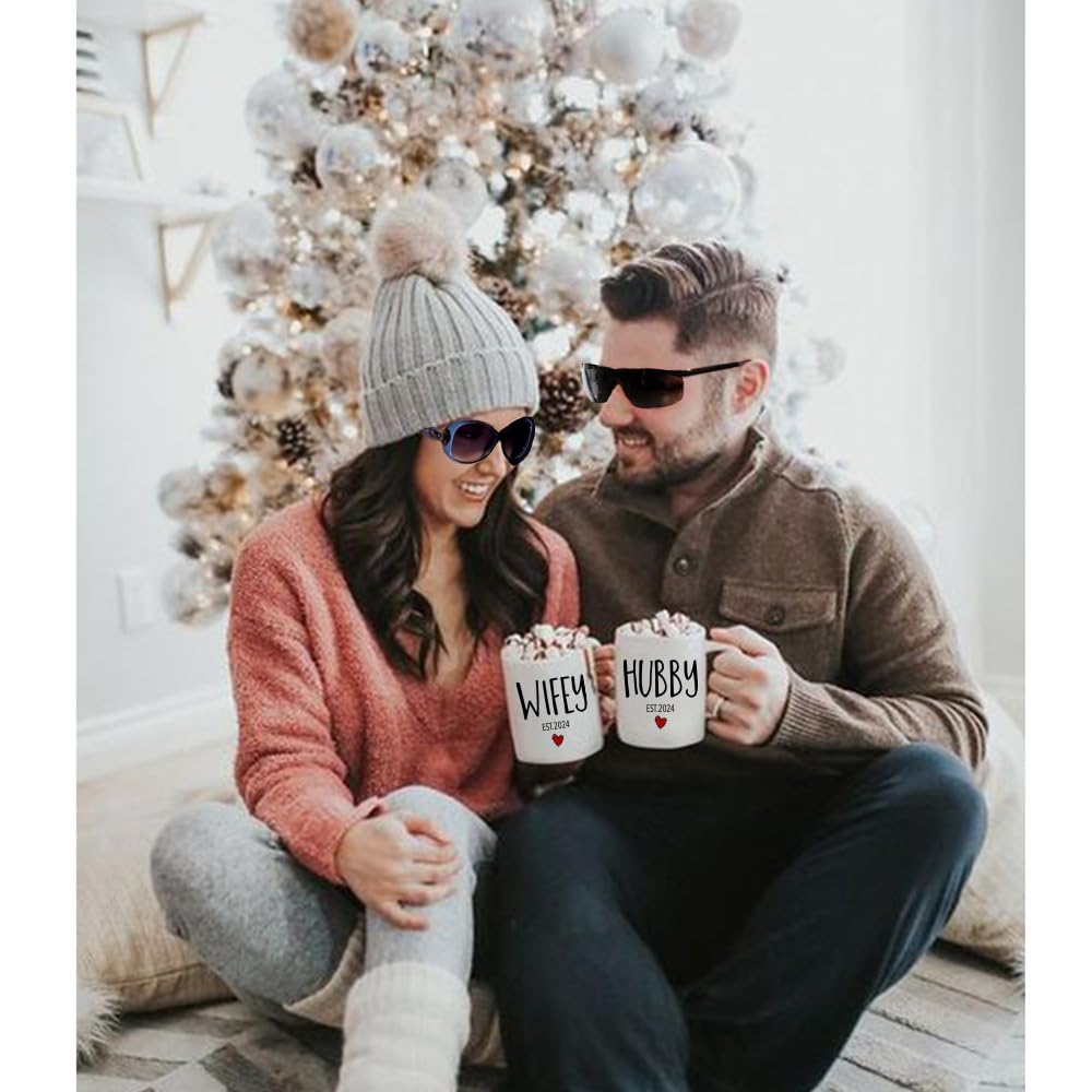 CHIEN-CHI LILI EST 2024 Husband Wife Mug Gift, Mr Mrs Mug Wedding Gift, Engagement Wedding Gift for Couple, Anniversary Valentineās Day Mug Gift for Couples, Bride Groom Gift for Wedding