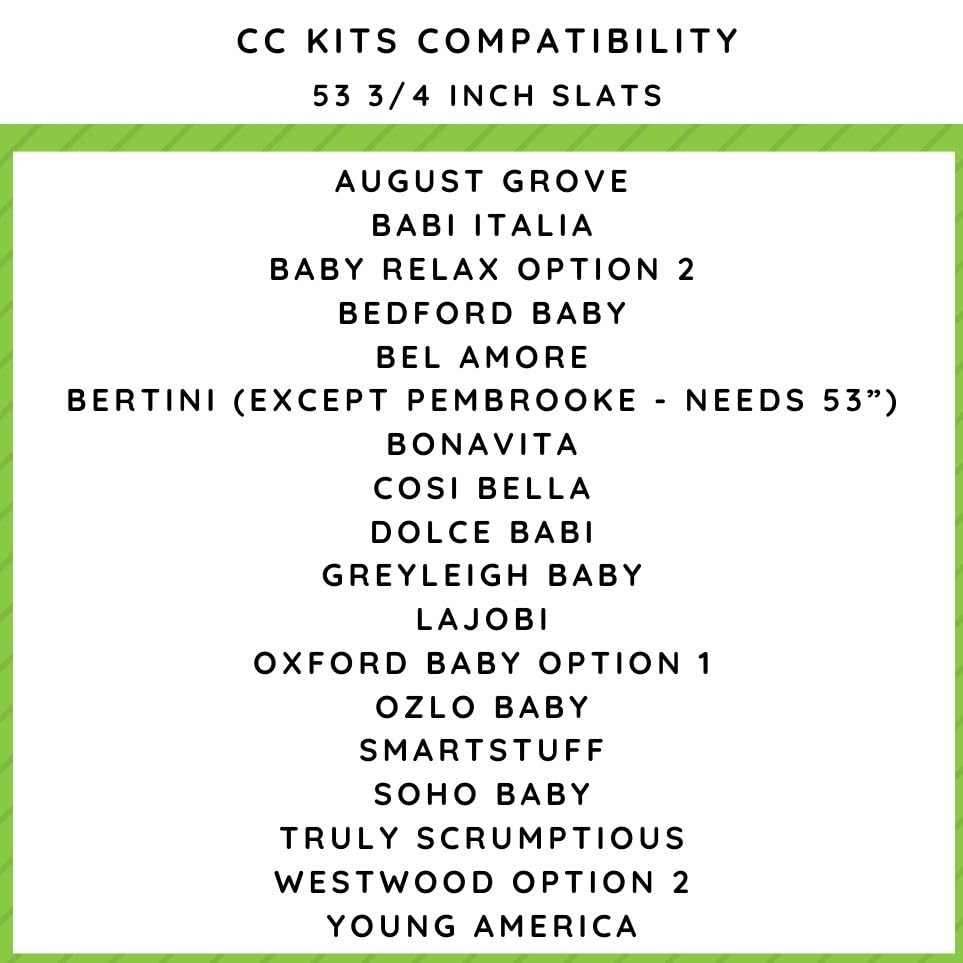 CC KITS Set of Eight (8) 53 3/4 Inch Full/Double Size Solid Wood Support Bed Slats|Use Crib Conversion Kits|Platform Frame for Mattress|Bunkie Board, Box Spring or Foundation Replacement Option