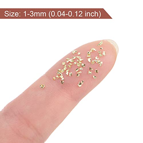 uxcell 20g Crushed Glass Chips, 1-3mm Irregular Metallic Glitter Glass for Craft DIY Jewelry Vase Filler Epoxy Resin Decoration Bright Golden