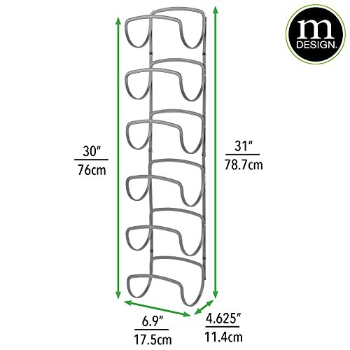 mDesign Steel Towel Holder for Bathroom Wall - Wall Mounted Organizer for Rolled Bath Towels - Six Level Wall Mount Towel Storage Rack - Bathroom Towel Organizer - Hyde Collection - Graphite Gray