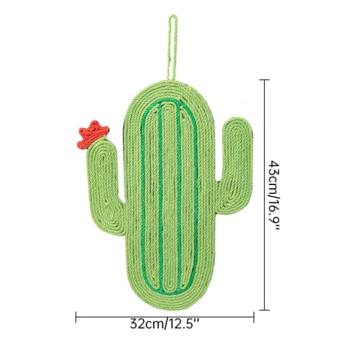 Ferret Scratch Pad - Sisal Cactus Scratcher with Hanging Rope Non-Slip Scratching Pad Rug for Wall or Floor Use, Durable Small Animal Sleeping Mat for Indoor Ferret Grinding Claws (Green Cactus)