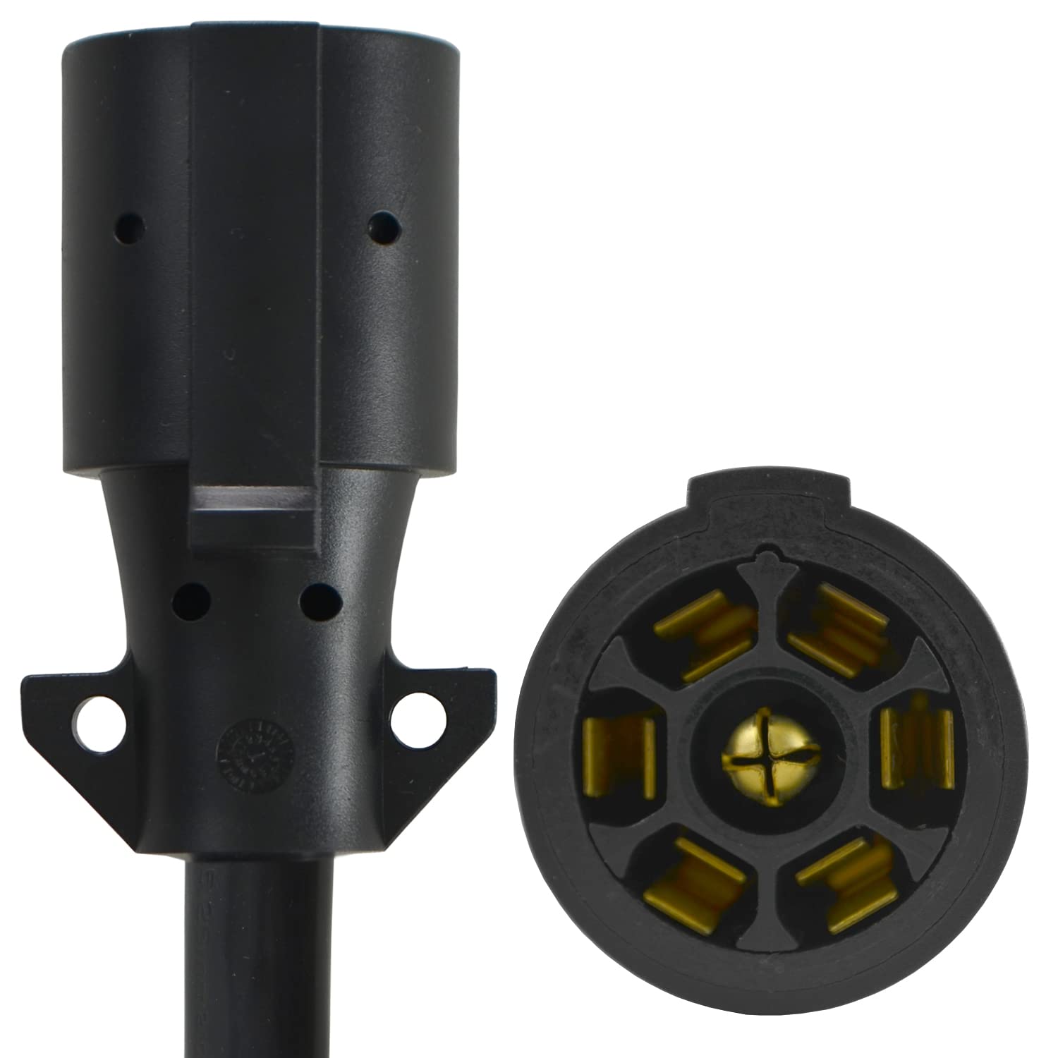 Conntek 10110-072 ROJ Black 7 Way Plug Inline Trailer Cord (6-Feet)