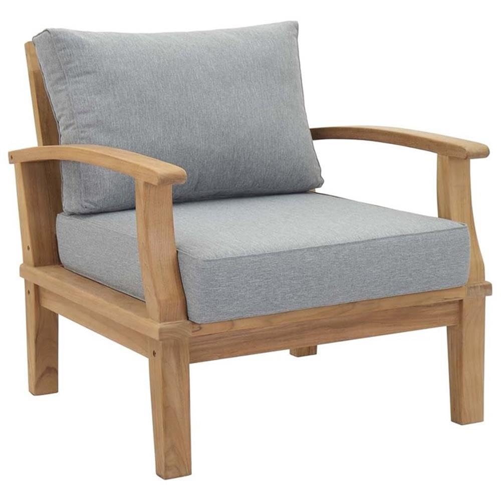 Modway EEI-1819-NAT-GRY-SET Marina Premium Grade A Teak Wood Outdoor Patio, Two Armchairs, Natural Gray