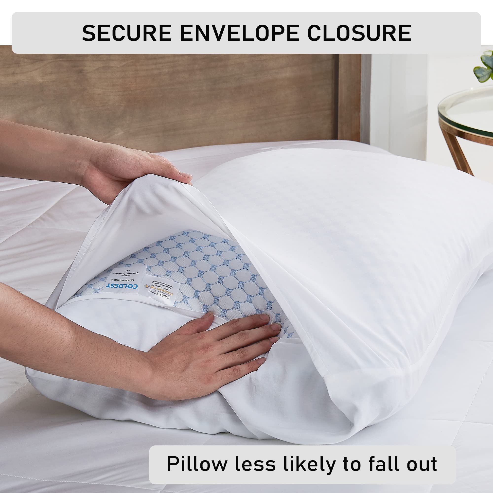 Coldest Pillow Cases Set of 2 - Pillowcase 2 Pack with Envelope Closure, Breathable Pillow Case - 100% Viscose Derived from Bamboo