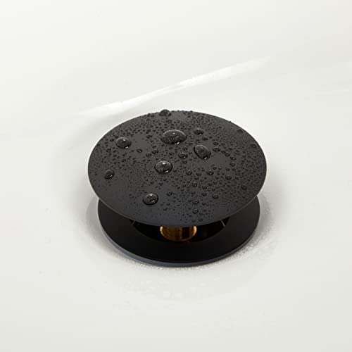 Built Industrial Universal Pop Up Drain Stopper for Bathroom Sink Without Overflow, with Detachable Catch Basket, Replacement Drain for Renovations and New Construction (Matte Black)
