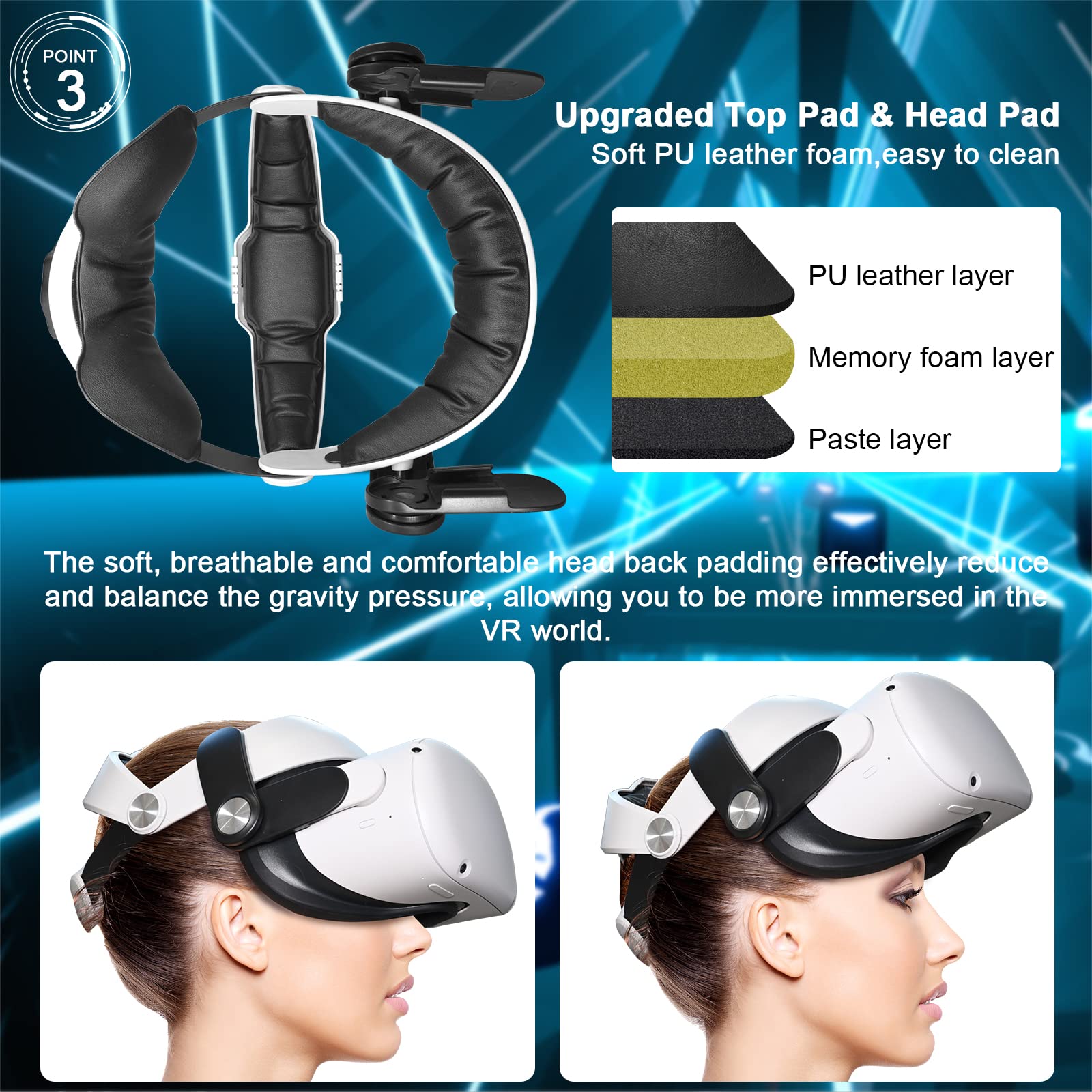 SiloKe 5-in-1 Adjustable Head Strap for Oculus/Meta Quest 2 Accessories, Replacement Elite Strap with Battery Bracket - Prolong Game Time, Advanced Support & Comfort in VR, Suitable for Adults & Kids