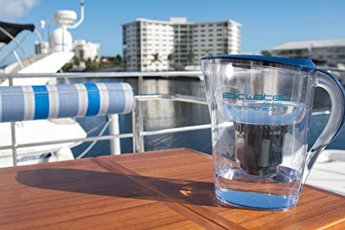 Epic Water Filters Nano | Water Filter Pitchers for Drinking Water | 10 Cup | 150 Gallon Filter | Gravity Water Filter | Removes Virus, Bacteria, Chlorine | Water Purifier (Navy Blue)