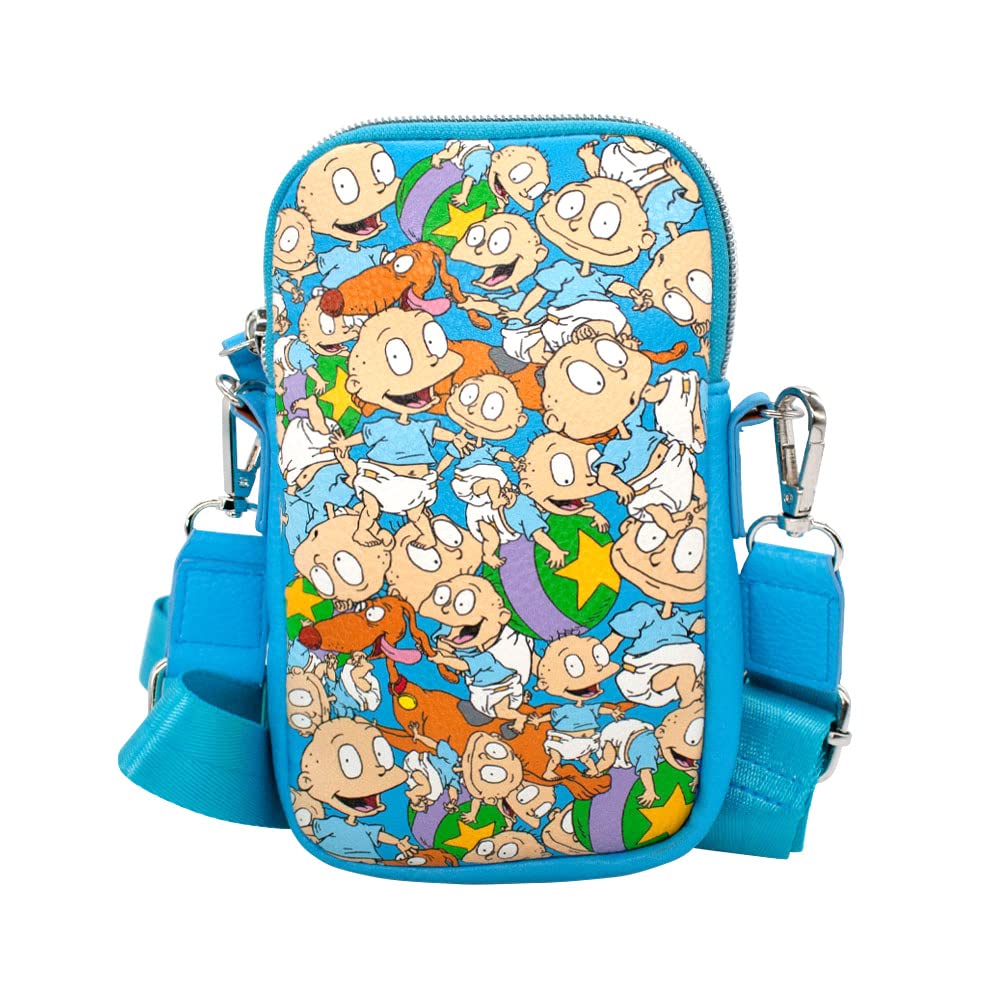 Buckle Down Wallet Phone Bag Holder-Rugrats Tommy Pickles and Spike Poses Stacked Blue