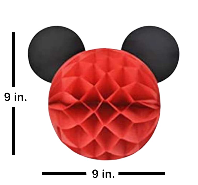 Mickey Birthday Party Decorations - Mickey Inspired Honeycomb Hanging Mouse Ears - Cartoon Mouse Birthday Decorations - 6 Mickey Honeycomb Balls by Jolly Jon (Honeycomb Only)