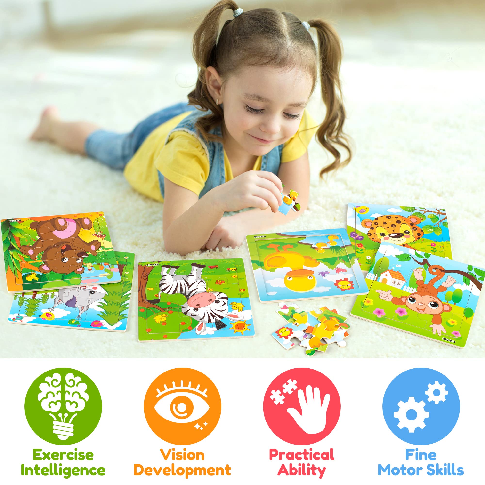 SYNARRY 48 Pieces Solar System Puzzles for Kids Ages 3-5, Planet Wooden Jigsaw Puzzles for Kids, Rocket Space Floor Puzzles with Storage Tray, Educational Learning Toys Gift Game for Boys Girls