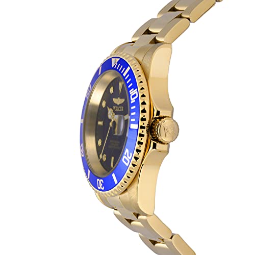 Invicta Men's Pro Diver Quartz Watch with Stainless Steel Strap, Gold/Blue, 20 (Model: 26974)