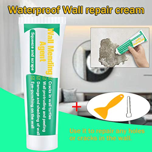 Wall Repair Cream with Scraper - Wall Surface Crack Sealers Filler Universal White Wall Mending Agent - Mildew and Waterproof Restorer - DIY Remove Wall Graffiti Repair Tool - Household Tool (2)