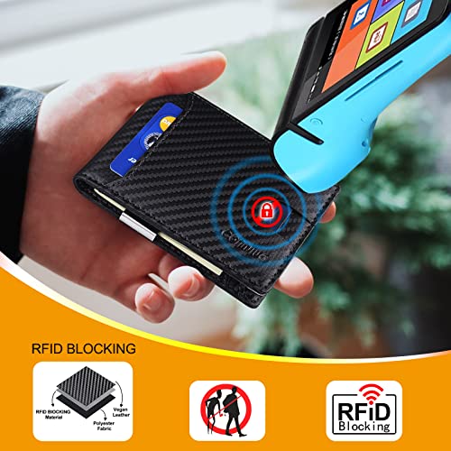 COANJIUO Slim Wallet, RFID Blocking Bifold Men Wallet, Black