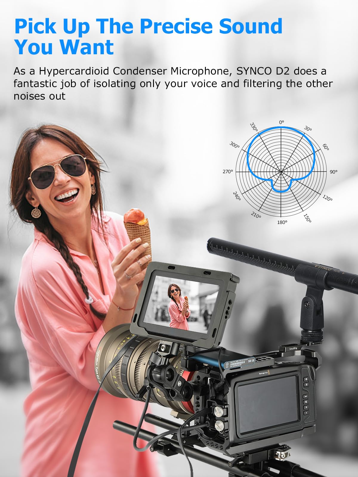 SYNCO XLR Shotgun Microphone, Shotgun Mic D2 Hyper Cardioid Directional Condenser Mic with XLR Connector, Video/Audio Recording for Camcorders, Shotgun-Microphone-XLR-Condenser-Mic