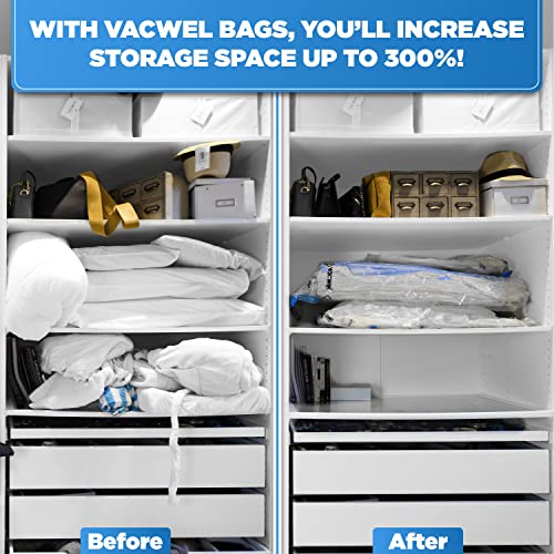 Vacwel Vacuum Storage Bags for Clothes, Quilts, Pillows, Space Saver Size - Extra Strong Vacuum Seal Bags - 6x Pack Jumbo (43x30in)