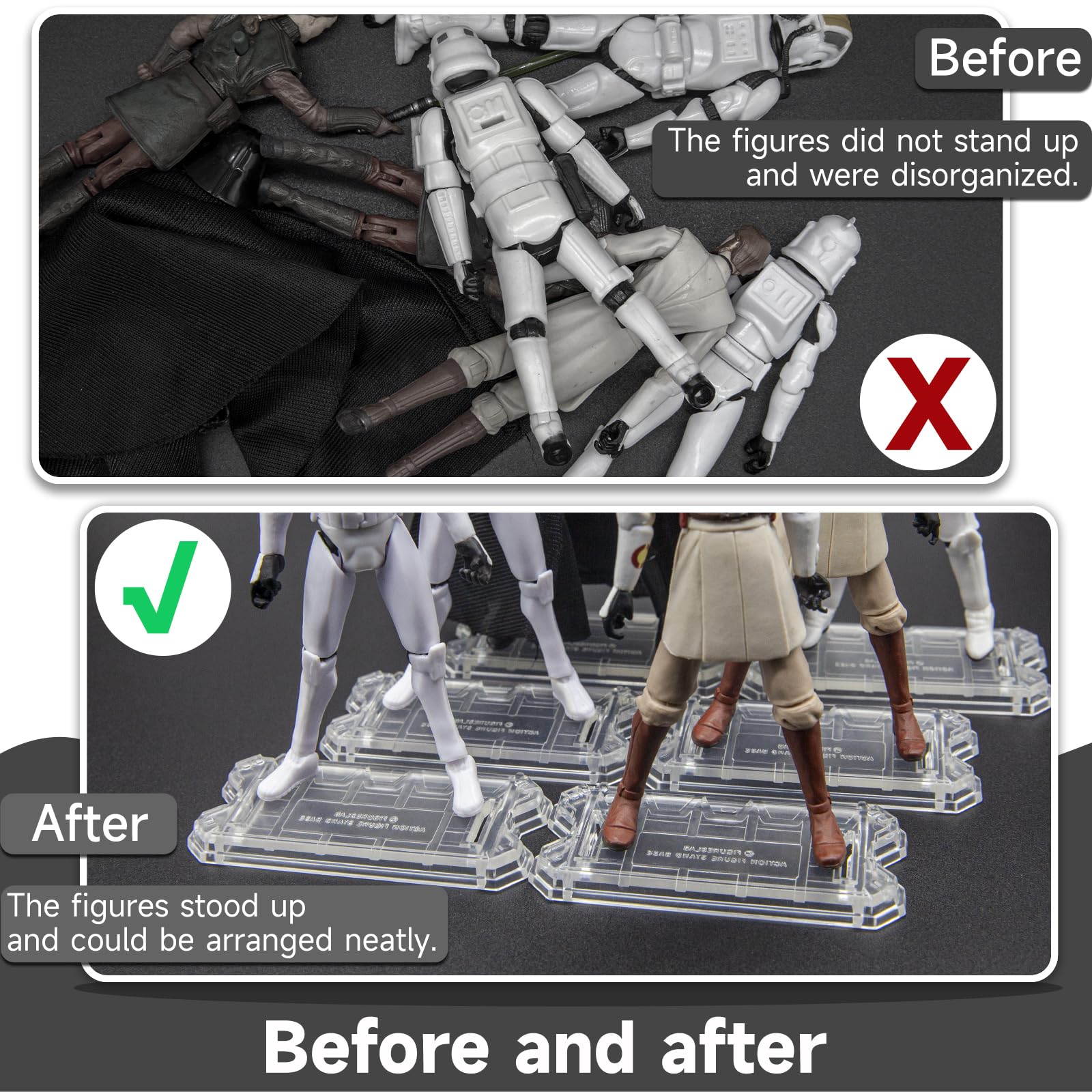 NC EBCO 30 Pieces Action Figure Display Stands Clear Doll Model Support Stand for 3 75 inch Action Figures … Transparent Action Figure Dispaly Stand Base