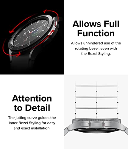 Ringke Inner Bezel Styling Compatible with Samsung Galaxy Watch 4 Classic 42mm, Stainless Steel Anti-Scratch Inner Bezel Ring Protective Cover - 42-IN-03 (ST) Silver