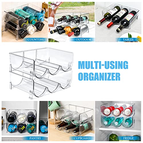 MeCids Water Bottle Organizer 2 Pack Stackable Bottle Holder for Kitchen Storage and Organizer Cabinet Space Saver Wine, Drink, Can Rack