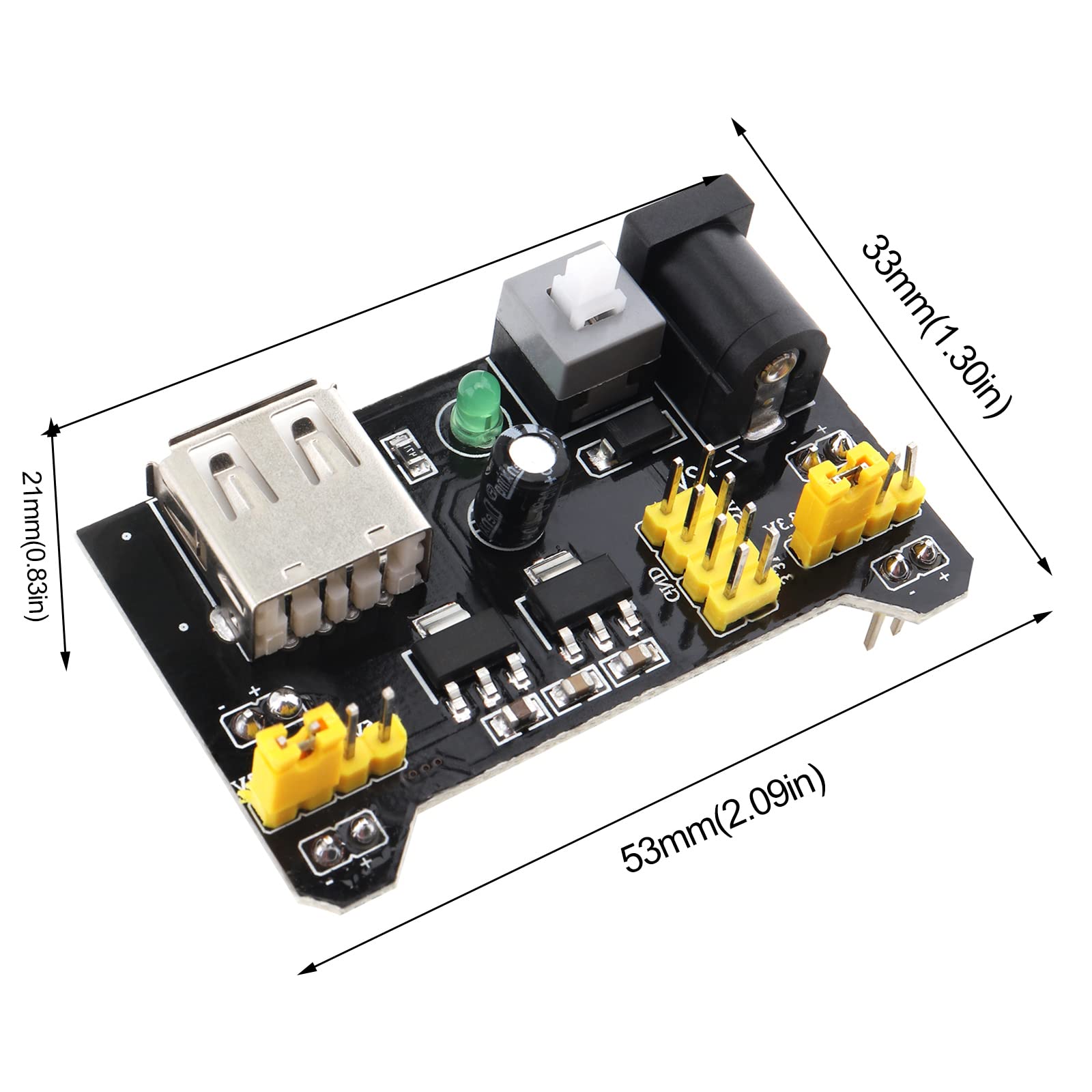 DiGiYes 830 MB-102 Tie Points Solderless Breadboard+3.3V 5V Power Supply Module+65pcs Jumper Cables DIY Starter Kits Fit for Arduino Starter Kits