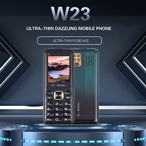 Heayzoki W23 Ultra Thin Mobile Phone for Seniors Kids,2G Unlocked Cell Phone,Supports 3 Card 3 Standby,Large Button Large Keyboard Design,Support MP4, MP3,Bluetooth, Camera,etc((Green US Plug))