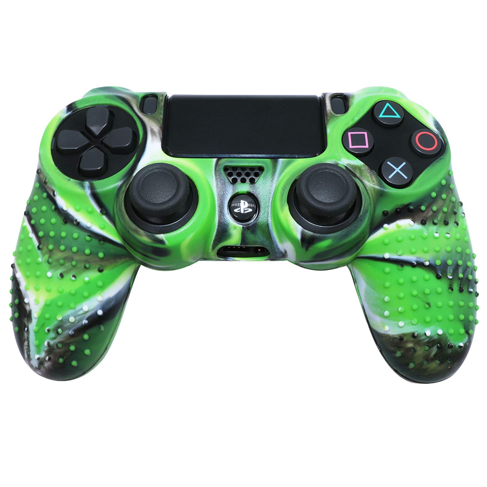 Water Transfer Printing Silicone Skin for PS4 RALAN ,PS4 Silicone Skin Controller for PS4 Slim/PS4 Pro Controller (Black Pro Thumb Grip x 8 ,Cat + Skull Cap Cover Grip x 2)