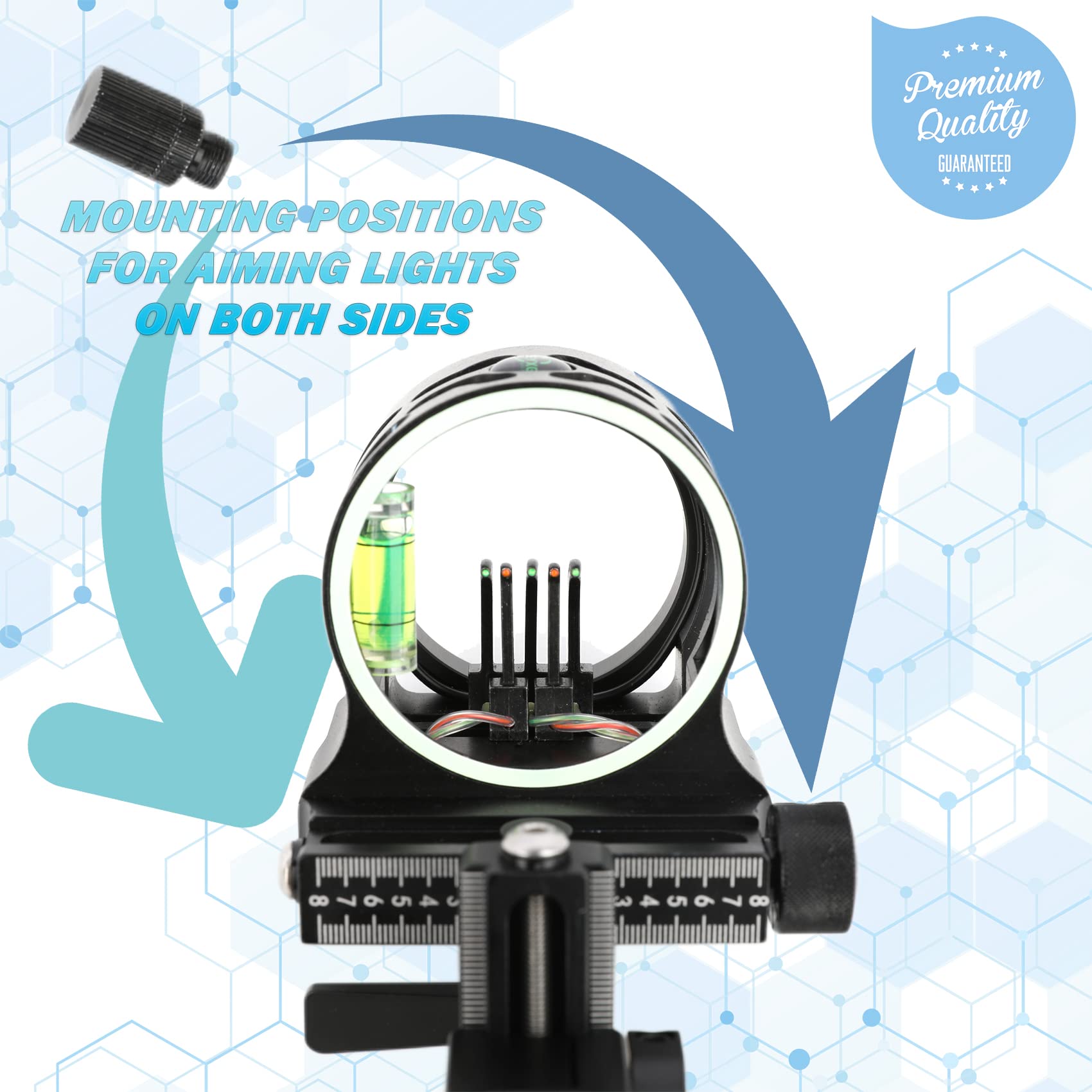 Compound Bow Sights - Bow Sights for Compound Bows, 5 Pin Archery Sights with Light, Four-Way Adjustment Archery Sight