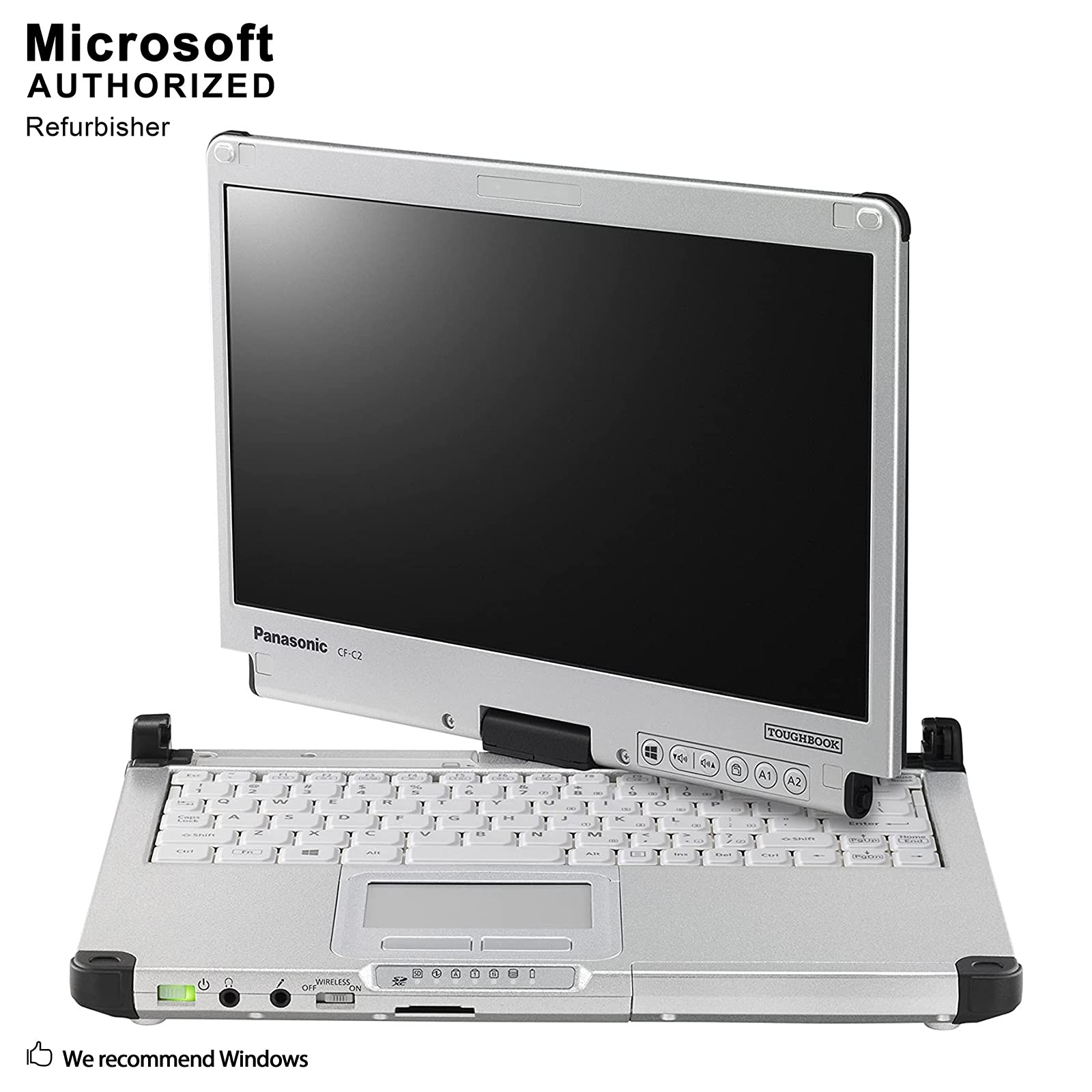 Panasonic Toughbook CF-C2 12.5 Inch Laptop , Intel Core i5 4300U up to 2.9GHz, 8G DDR3L, 480G SSD, WiFi, USB 3.0, VGA, HDMI, Windows 10 64 Bit-Multi-Language, English/Spanish/French(CI5) (Renewed)