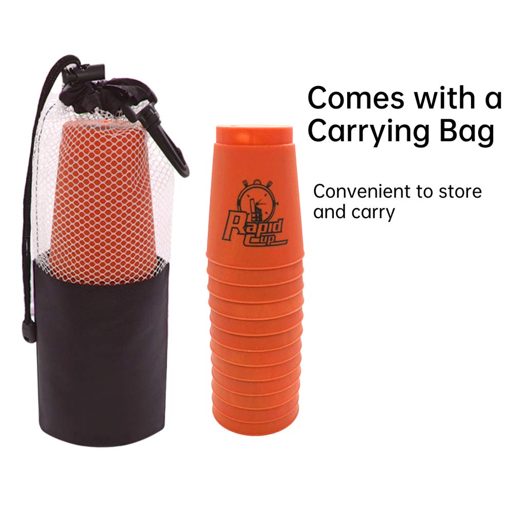 Quick Stacks Cups Sports Stacking Cups Speed Training Game Classic Interactive Challenge Competition Party Toy Set of 12 with Carry Bag-Red