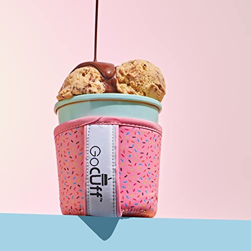 Go Cuff Ice Cream Coozie Pint Cuff Reusable Antislip Neoprene Insulator Pint Sized Ice Cream Pint Cozy Sleeve with Handle Compatible For Haagen-Dazs, Ben & Jerry's, Halo Top and more (Lumberjack Red)