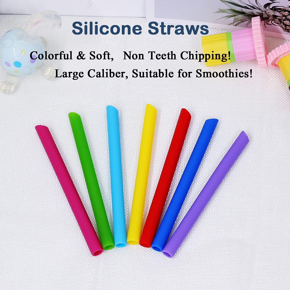 Colorful PoPo Cute Stainless Steel kids Cup with Lids, Silicone Straw Cup for Toddlers, Mini Insulated Stackable Tumblers for Smoothie Milk, Set of 2 (Pink Purple, 8 OZ)