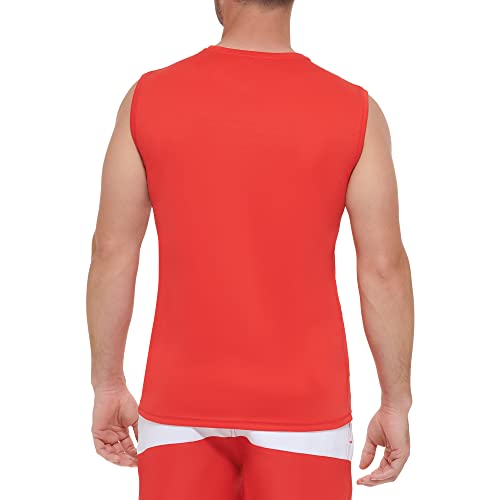 Calvin Klein Men's Standard Light Weight Quick Dry Sleeveless 40+ UPF Protection, Red, Medium