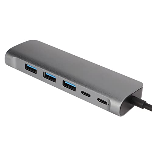 Dilwe 8 in 1 USB C 3.0 Hub, Portable USB C Docking Station, 3 USB 3.0 Ports, 4K HDMI Output, SD/Micro SD Card Reader, USB C 100W PD Fast Charge, 500MB/S USB Splitter