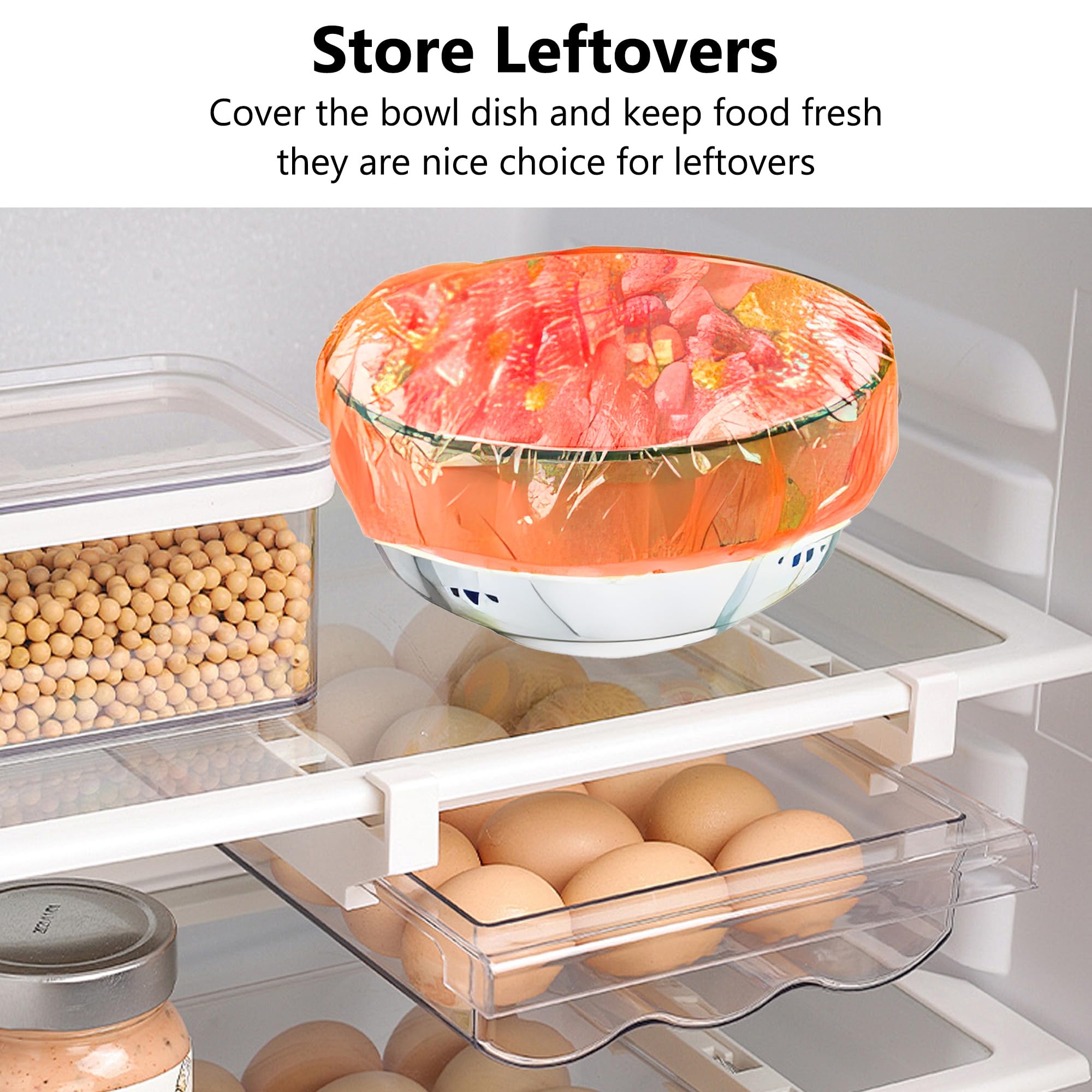 Evenpop 40Pcs Reusable Elastic Food Bowl Storage Covers, Plastic Bowl Covers, Fresh Keeping Bags Food Plastic Wrap, Bowl Covers Stretch Reusable Food Covers for Outside Picnic Kitchen