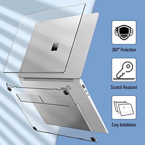 Fintie Protective Case for 13.5 Inch Microsoft Surface Laptop 5/4/3/2 with Alcantara Keyboard (Model: 1958/1950/1867/1769) - Slim Snap On Hard Shell Cover, Crystal Clear