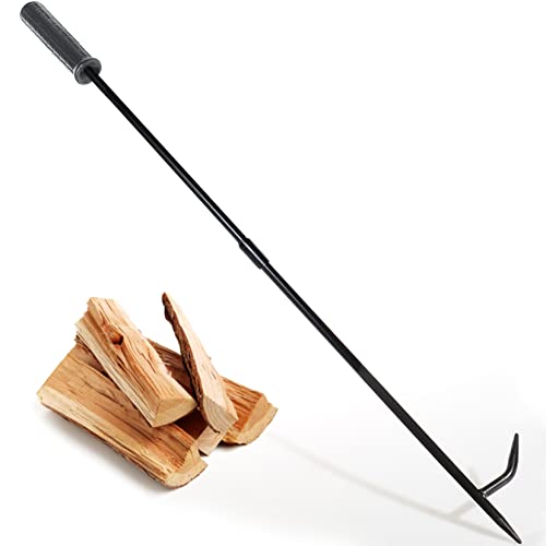 Fire Poker for Fire Pit, 28 inch Fireplace Poker, Removable and Portable Fire Pit Accessories, Heavy Duty Solid Steel Fireplace Camping Fire Tool, Rust-Resistant Black Finish